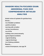SHADOW HEALTH-FOCUSED EXAM: ABDOMINAL PAIN 2025 COMPREHENSIVE DETAILED ...
