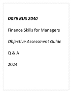 (WGU D076) BUS 2040 Finance Skills for Managers Objective Assessment ...