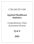 (WGU C784) MATH 1100 Applied Healthcare Statistics Comprehensive FA ...