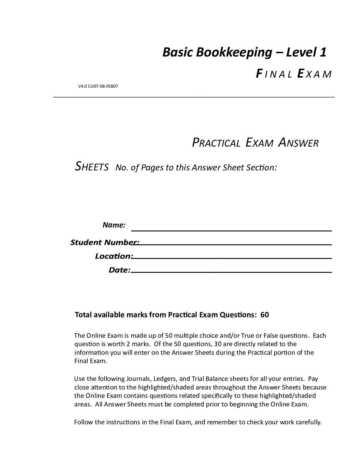 BBK99E1 Practical Exam Answer Sheets 2024 Update - DocMerit