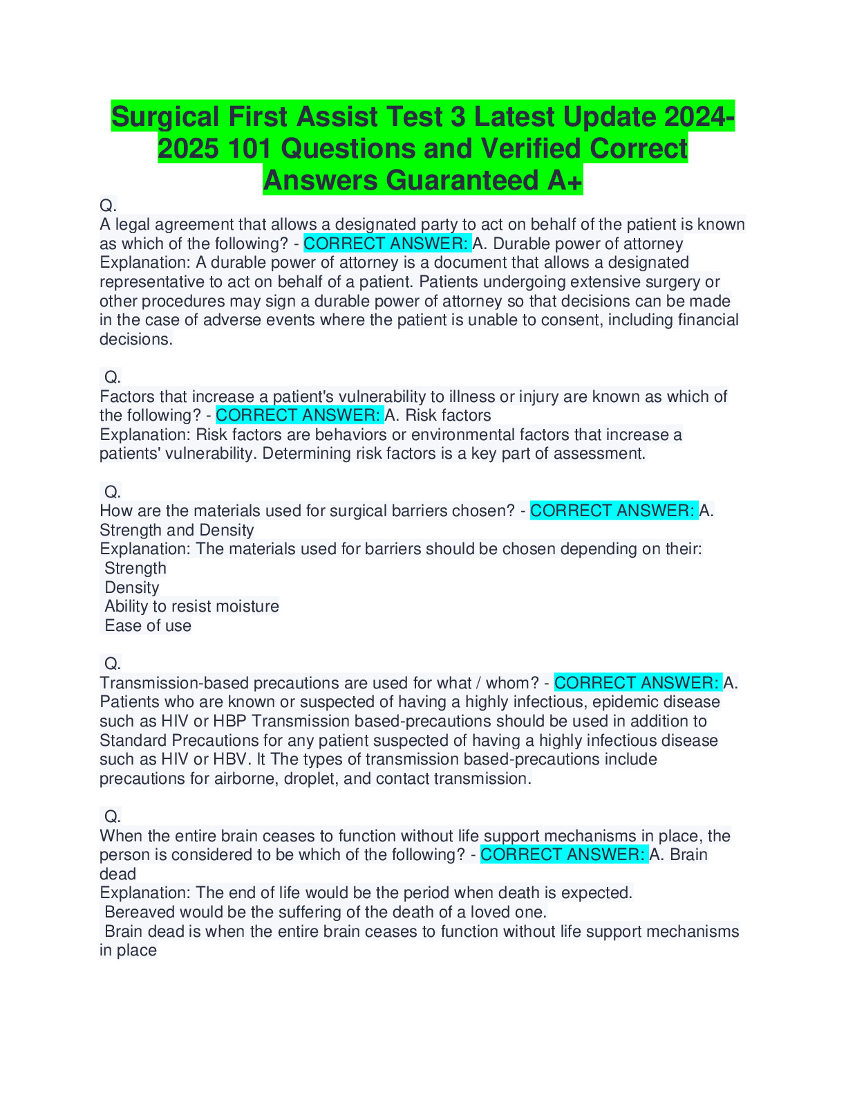 SURGICAL FIRST ASSIST TESTS & STUDYGUIDES - DocMerit