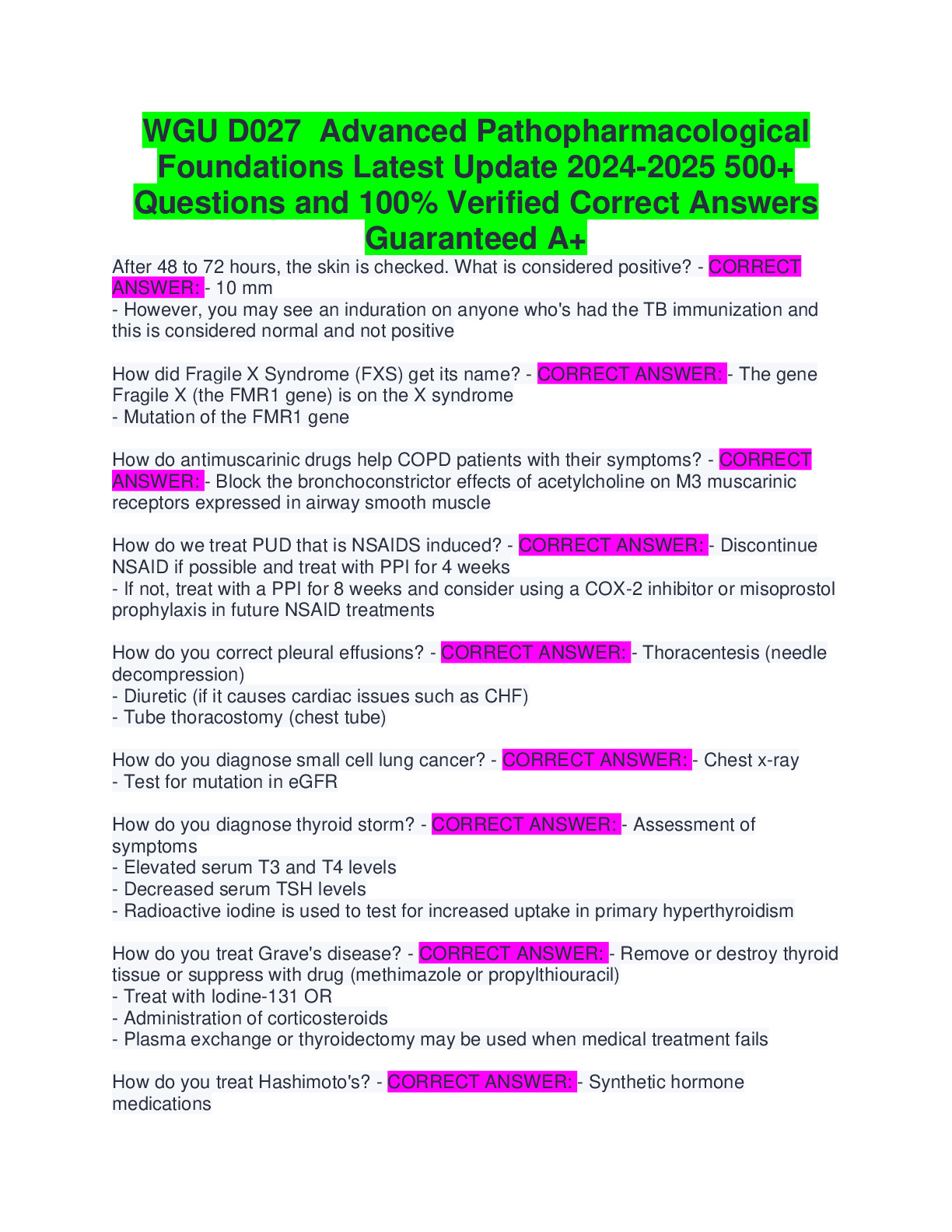 WGU D027 Objective Assessment (New 2023/2024 Update) Advanced ...