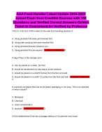 Test 2 AAA food handler Latest Update 2024-2025 Actual Exam from ...
