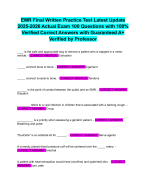 EMR Final Written Practice Test Latest Update 2025-2026 Actual Exam 100 ...