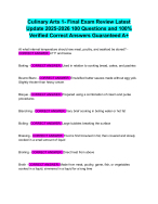 Culinary Arts 1 Final and Review Latest Update 2025-2026 Questions and ...