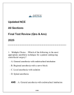 APEX Anesthesia CRNA (Updated NCE) All Sections Final Test Review 2025 ...