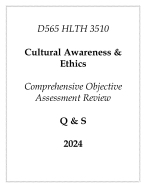 WGU D565) HLTH 3510 Cultural Awareness & Ethics Comprehensive OA Review ...
