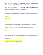 LETRS Unit 7 Session 1-6 Questions with Correct Answers Latest Version ...