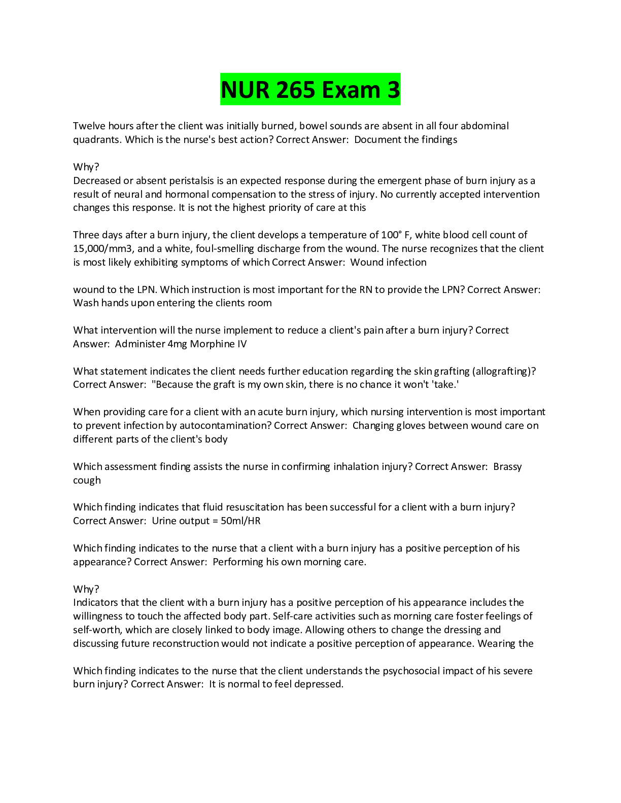 NUR 265 ALL EXAMS QUESTIONS WITH CORRECT ANSWERS 2023-2024 BUNDLE ...