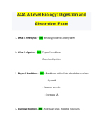AQA A Level Biology: Digestion and Absorption Exam - DocMerit