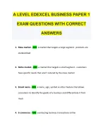 A LEVEL EDEXCEL BUSINESS PAPER 1 EXAM QUESTIONS WITH CORRECT ANSWERS ...