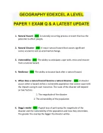 GEOGRAPHY EDEXCEL A LEVEL PAPER 1 EXAM Q and A LATEST UPDATE - DocMerit