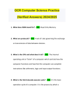 OCR Computer Science Practice (Verified Answers) 2024/2025 - DocMerit