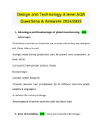 Design and Technology A level AQA Questions & Answers 2024/2025 - DocMerit