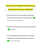 Texas Life and Health Insurance Exam Questions & Answers 2024/2025 ...