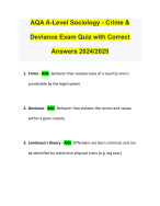 AQA A-Level Sociology - Crime & Deviance Exam Quiz with Correct Answers ...