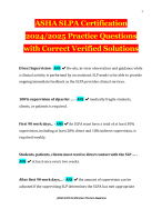 ASHA SLPA Certification Practice test Questions with 100% Correct ...