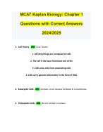 MCAT Kaplan Biology: Chapter 1 Questions with Correct Answers 2024/2025 ...