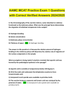 AAMC MCAT Practice Exam 1 Questions with Correct Verified Answers 2024/ ...