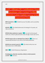 AAPC Official CPC Certification Exam Question with Correct Verified ...