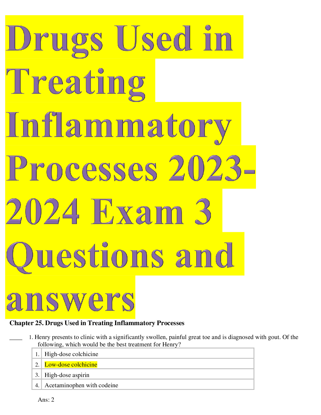 Drugs Used in Treating Inflammatory Processes - DocMerit