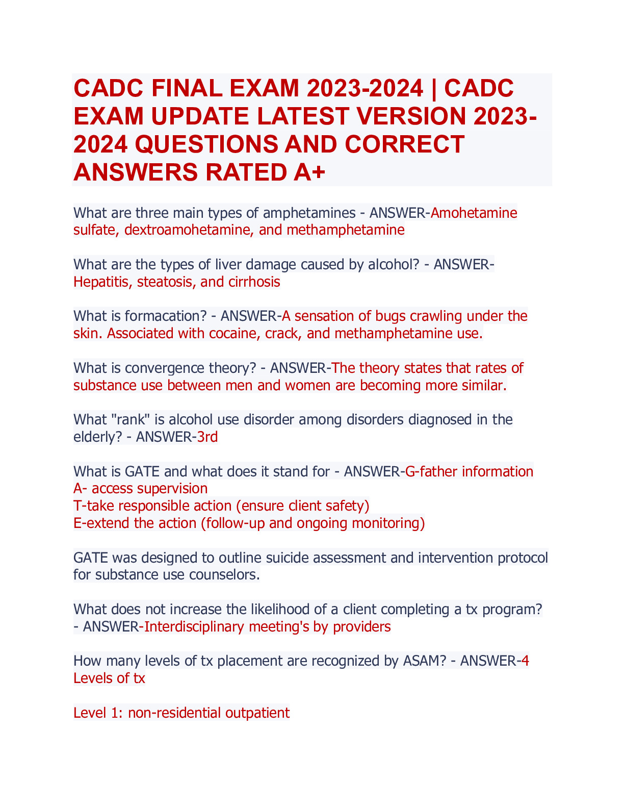CADC FINAL EXAM 2023-2024 | CADC EXAM UPDATE LATEST VERSION 2023- 2024 ...