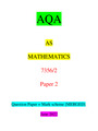 JUNE AQA AS MATHEMATICS 7356 : ALL QUESTION PAPERS AND MARK SCHEMES - DocMerit