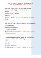 ALPHA PHI ALPHA RISK MANAGEMENT ACTUAL QUESTIONS AND ANSWERS - DocMerit