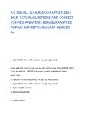 AIC 300 ALL CLAIMS EXAM LATEST 20242025 ACTUAL QUESTIONS AND CORRECT ...