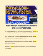 Food Manager Practice Exam Questions and Answers/ 2024-2025. - DocMerit
