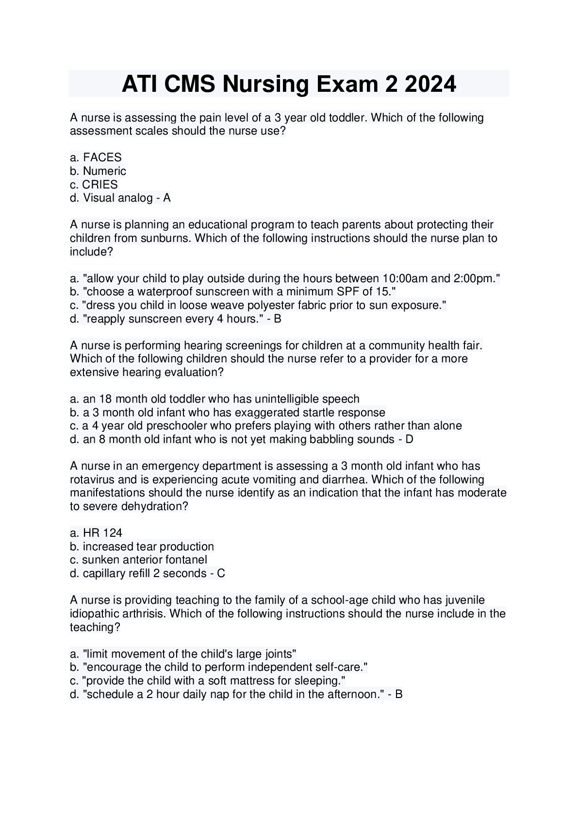 ATI CMS Exams 2024 - DocMerit