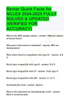 Remar Quick Facts for NCLEX 2024-2025 FULLY SOLVED and UPDATED ...