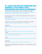 A+ Level AQA Biology questions and answers (100% correct well ...