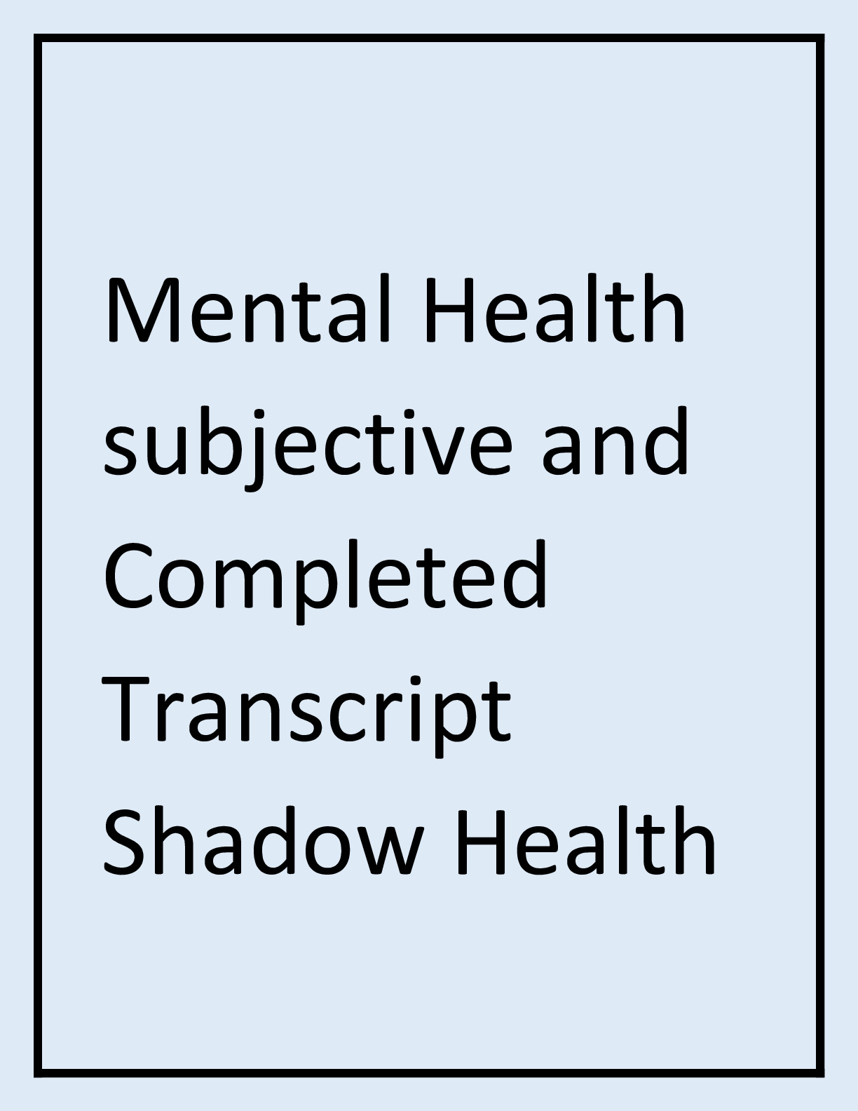 Mental Health subjective and Completed Transcript Shadow Health - DocMerit
