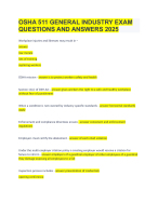OSHA 511 GENERAL INDUSTRY 100% VERIFIED ANSWERS 2024/2025 CORRECT STUDY ...