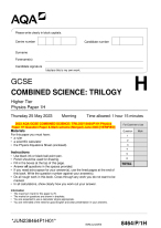 Actual 2024 AQA GCSE COMBINED SCIENCE: TRILOGY 8464/P/1H Physics Paper 1H QP + Mark Scheme ...