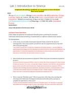 Straighterline Microbiology Lab BIO250L Lab 1 Introduction to Science Worksheet (New Version ...