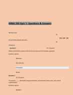 HIMA 250 Quiz 1: 100% Verified Questions & Answers/Latest Updated A+ ...