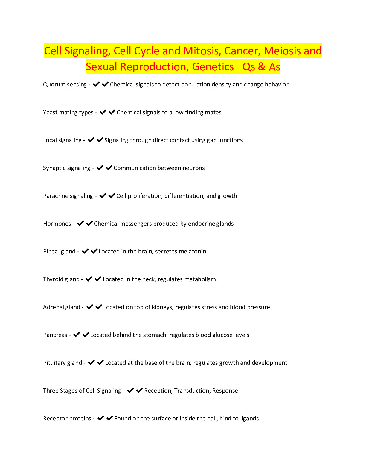Cell Signaling, Cell Cycle and Mitosis, Cancer, Meiosis and Sexual ...