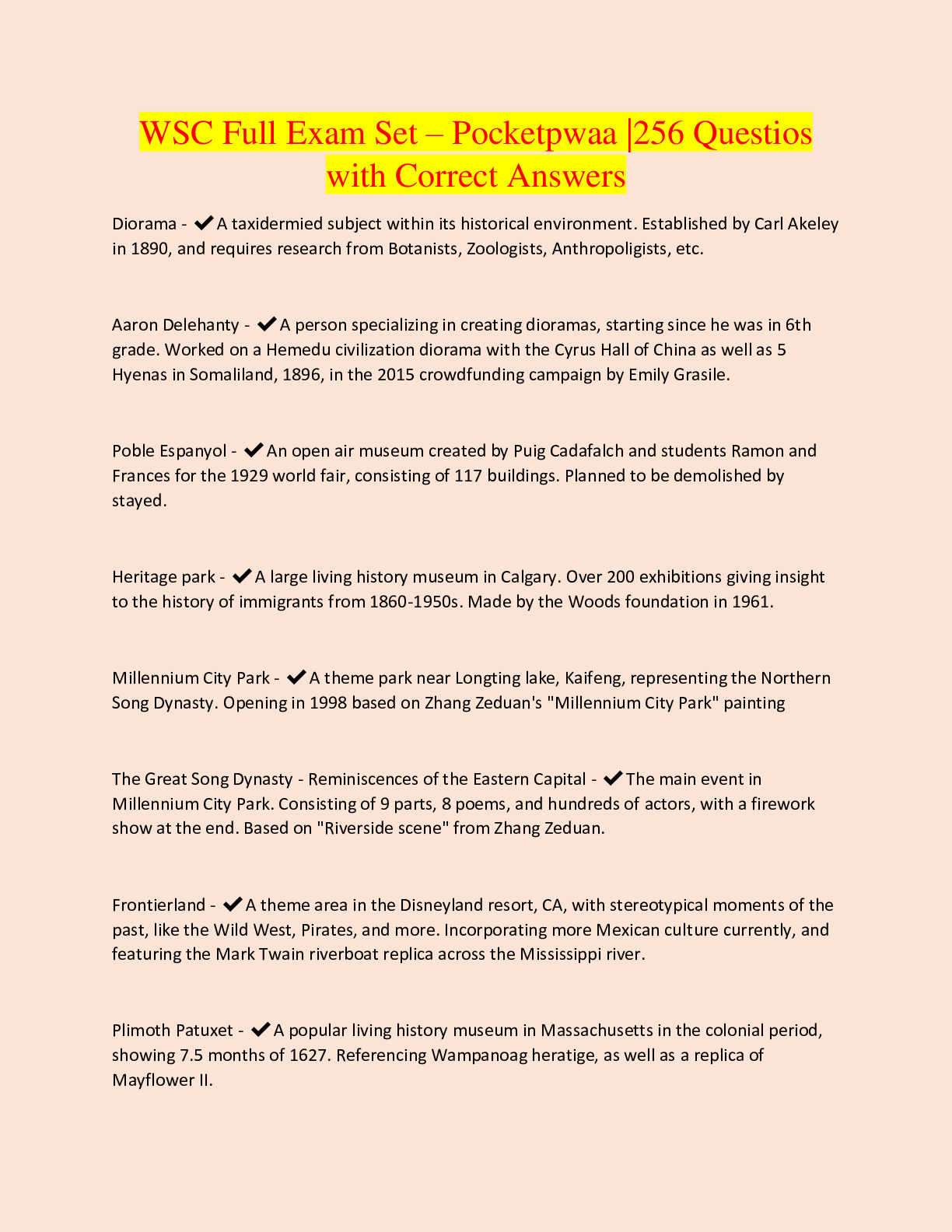 WSC FULL SET – POCKETPWAA (2024-2025) QUESTIONS AND ANSWERS - DocMerit