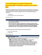 Current Diagnosis & Treatment Obstetrics & Gynecology 2025 12th Edition questions and answers ...