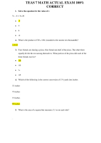 TEAS 7 MATH ACTUAL EXAM 100% CORRECT ( questions and all correct ...
