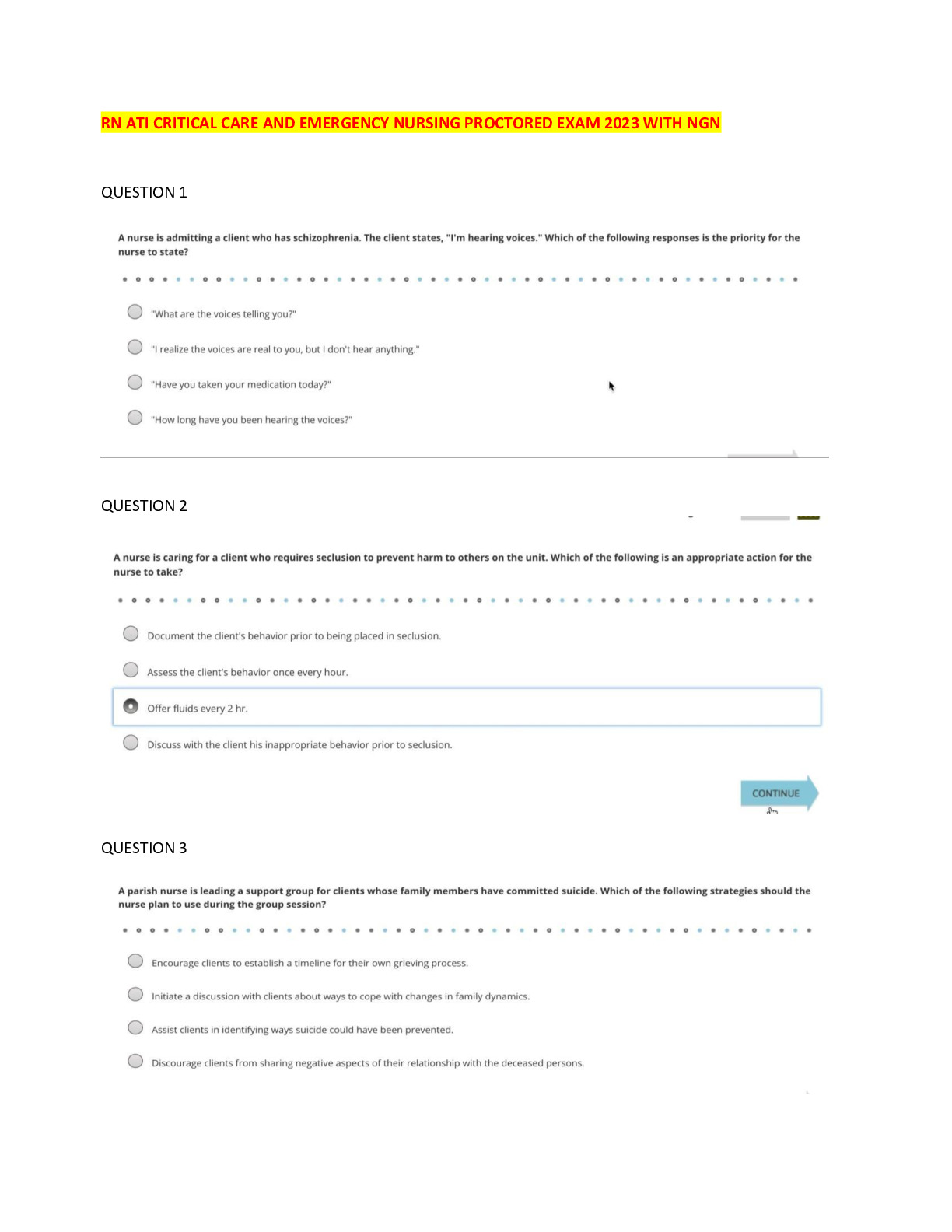 ATI RN CRITICAL CARE AND EMERGENCY NURSING PROCTORED EXAM 2024-2025 ...