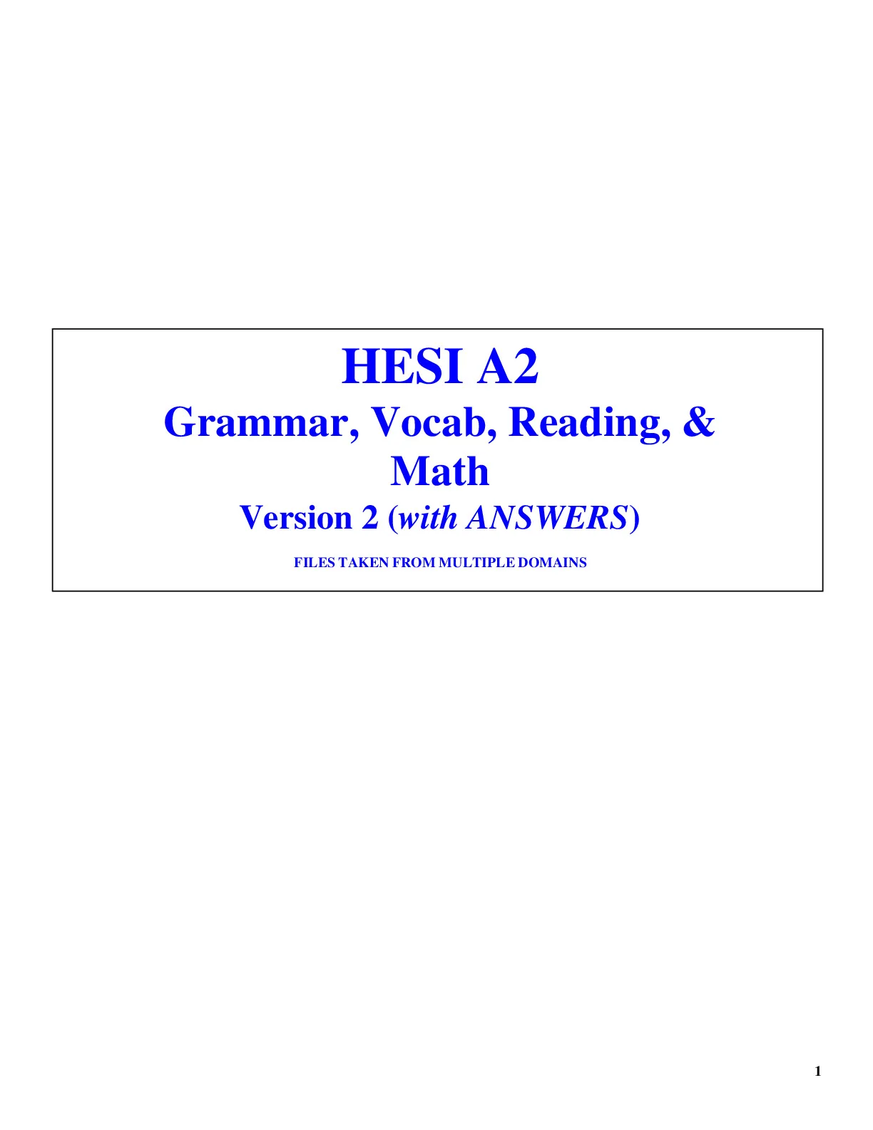 HESI A2 ALL SUBJECT Questions and Answers (New, 2024) - DocMerit