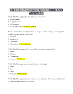 ATI TEAS 7 Science Actual Exam QUESTIONS and ANSWERS(100 Q/A) (New ...