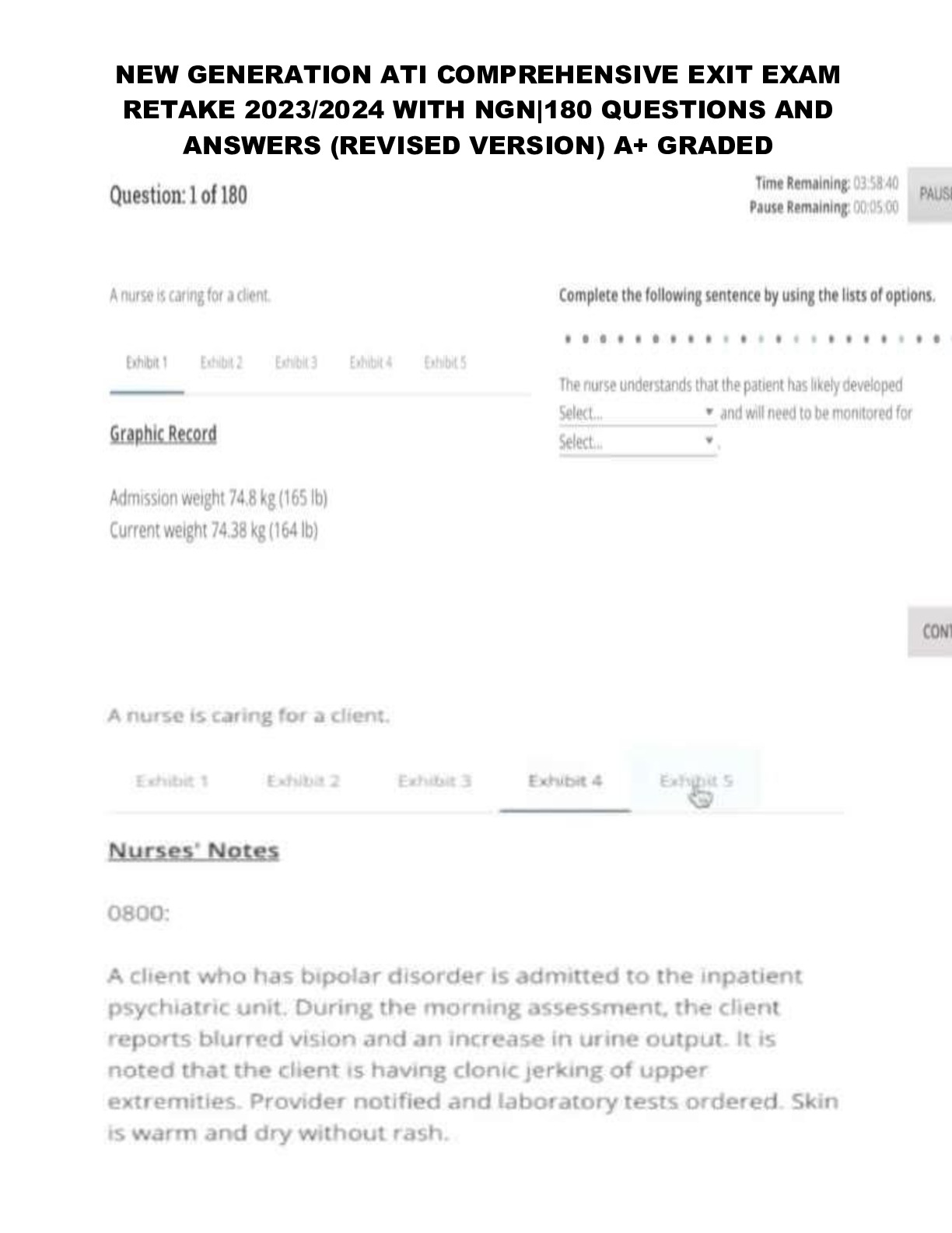 NEW GENERATION ATI COMPREHENSIVE EXIT EXAM RETAKE 2023/2024 WITH NGN ...