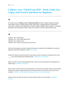 Culinary Arts 1 Final Exam 2025 – Study Guide, Key Topics, and Practice ...