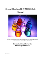 CHEM 1045 (General Chemistry II) Lab Manual with Experiments Florida ...