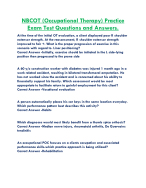 NBCOT (Occupational Therapy) Practice Exam Test Questions and Answers ...