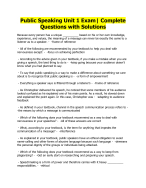 Public Speaking Unit 1 Exam| Complete Questions with Solutions - DocMerit